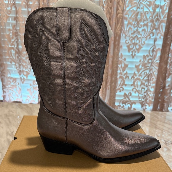 Shoes | Silver Western Cowboy Boots | Poshmark